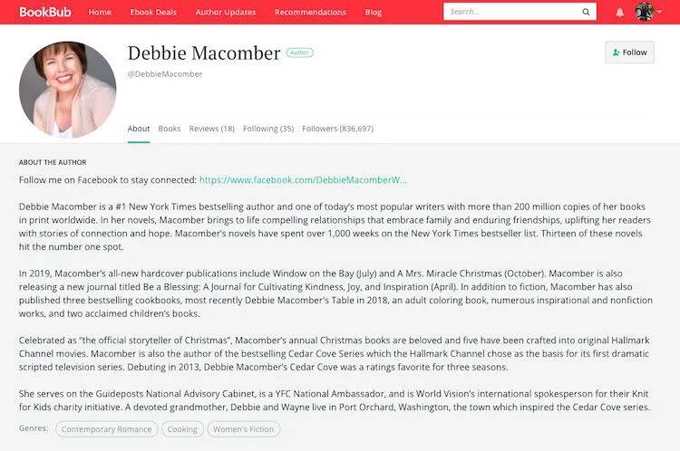 35 Fantastic BookBub Author Profile Examples