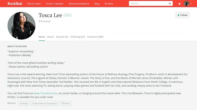35 Fantastic BookBub Author Profile Examples