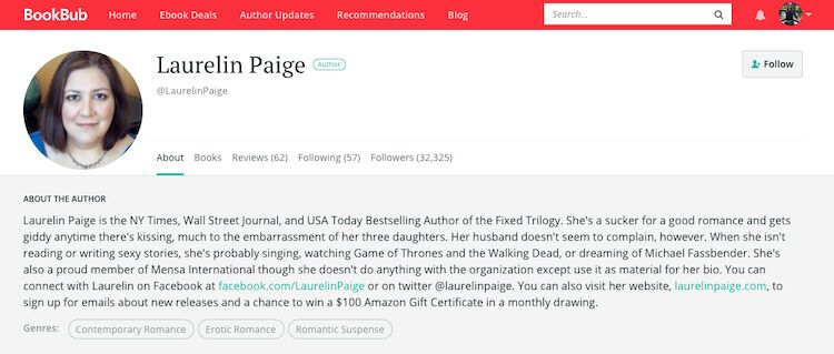 35 Fantastic BookBub Author Profile Examples