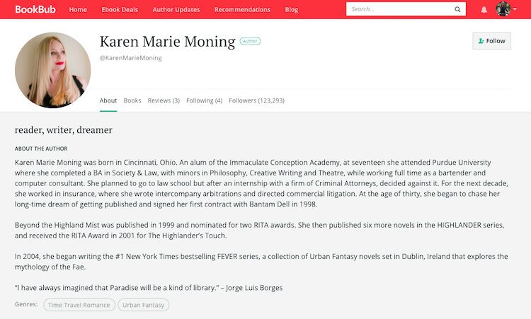 35 Fantastic BookBub Author Profile Examples